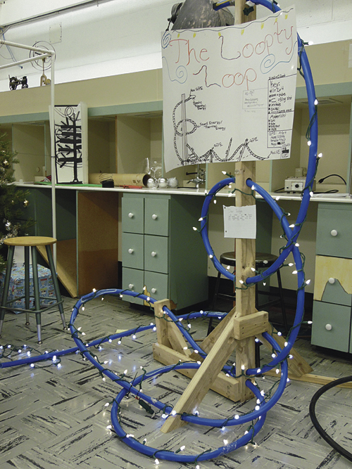 Meeker High School science students testing roller coaster energy loss ...